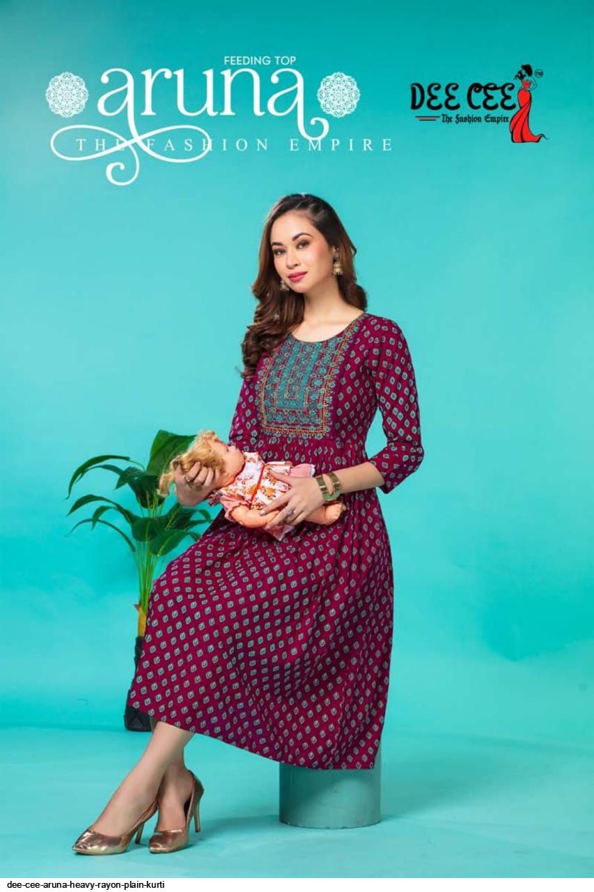 DEE CEE ARUNA HEAVY RAYON PLAIN kurti
