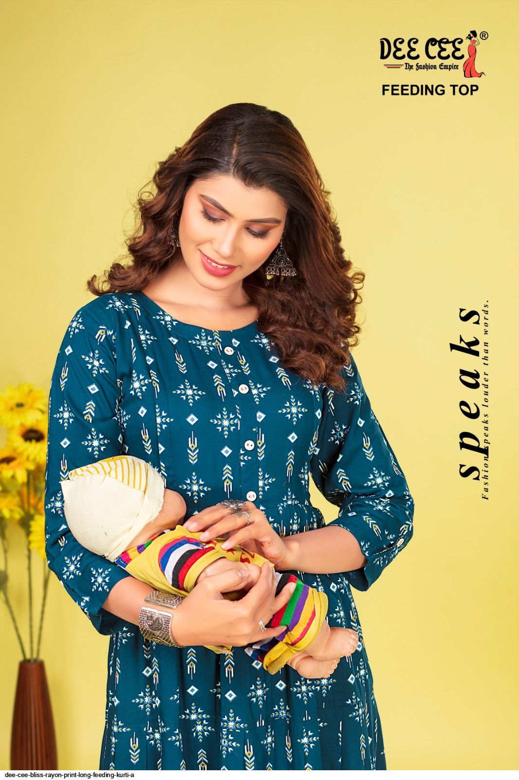 DEE CEE BLISS RAYON PRINT LONG FEEDING KURTI A