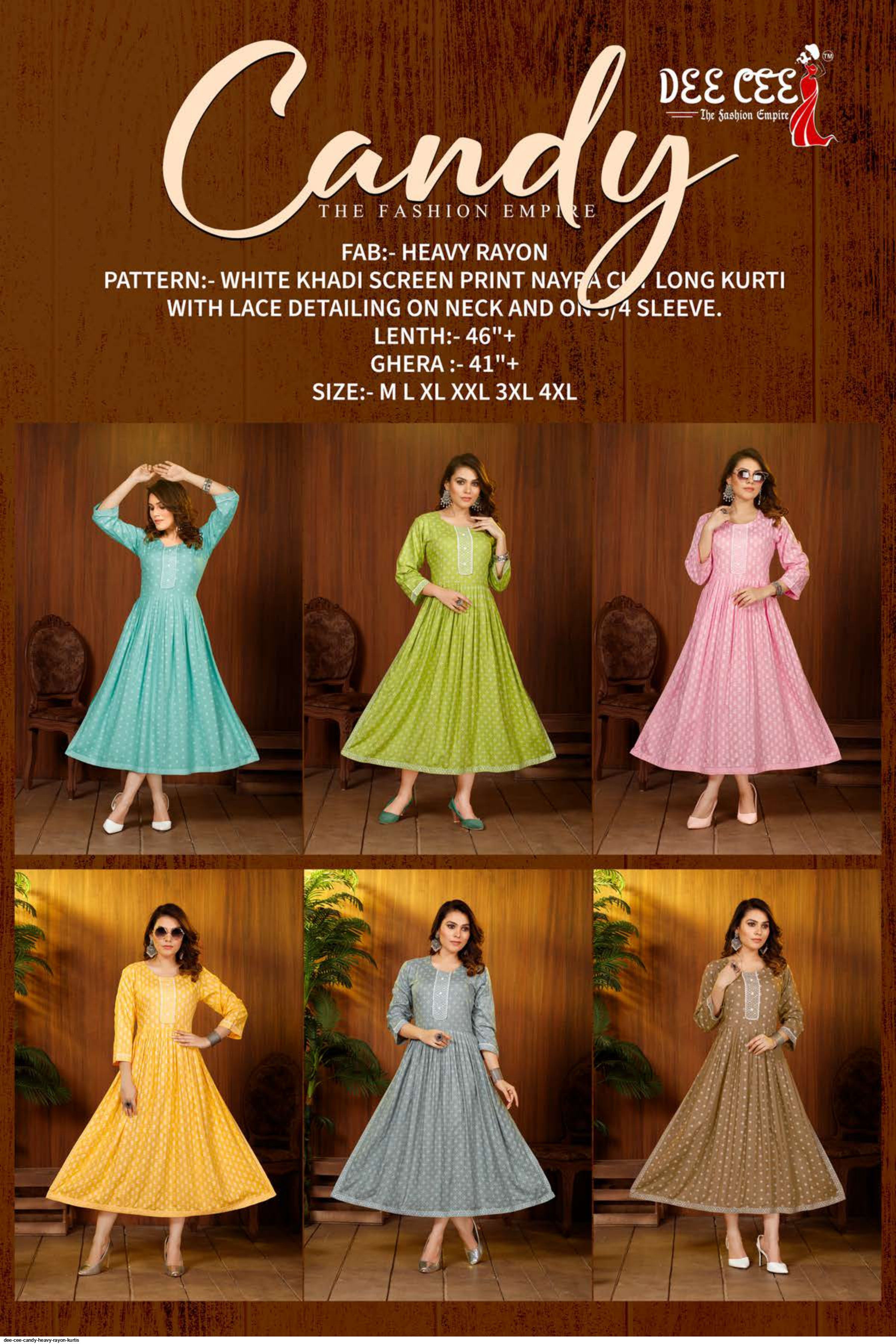 DEE CEE CANDY HEAVY RAYON KURTIS
