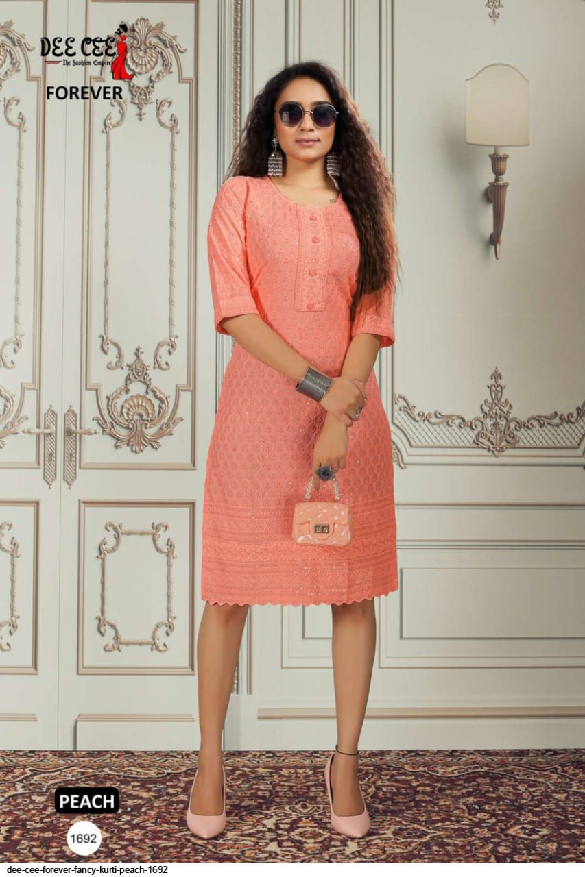 DEE CEE FOREVER FANCY KURTI PEACH 1692