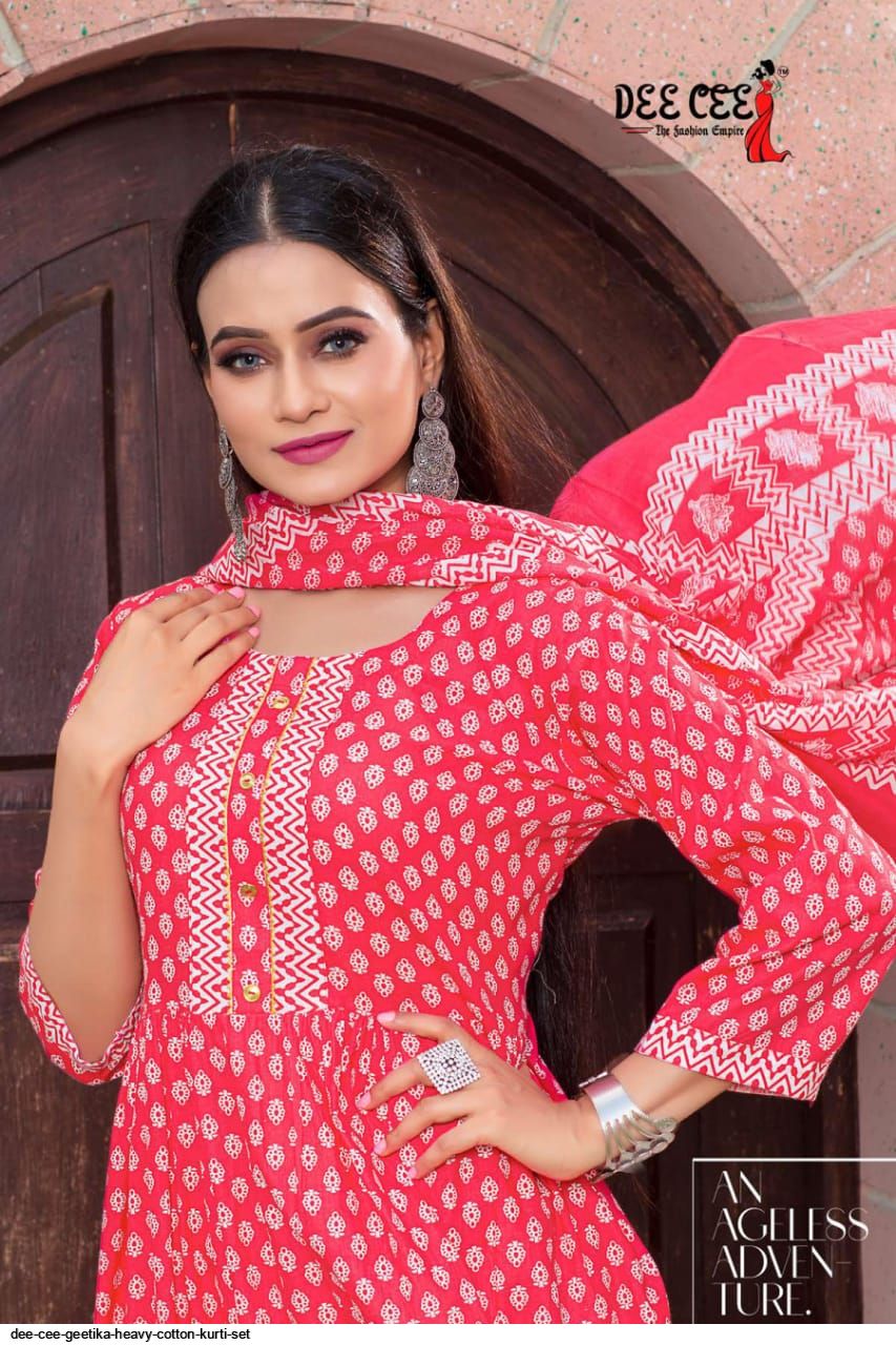 DEE CEE GEETIKA HEAVY COTTON KURTI SET