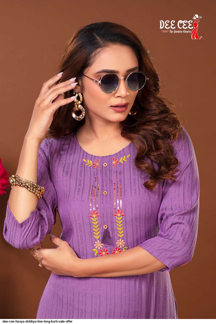 DEE CEE HAVYA DOBBYA LINE LONG KURTI sale offer