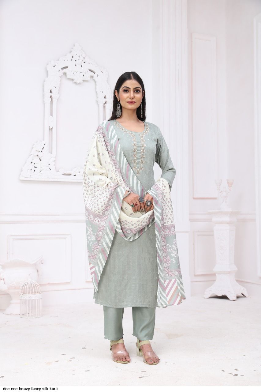 dee cee heavy fancy silk kurti