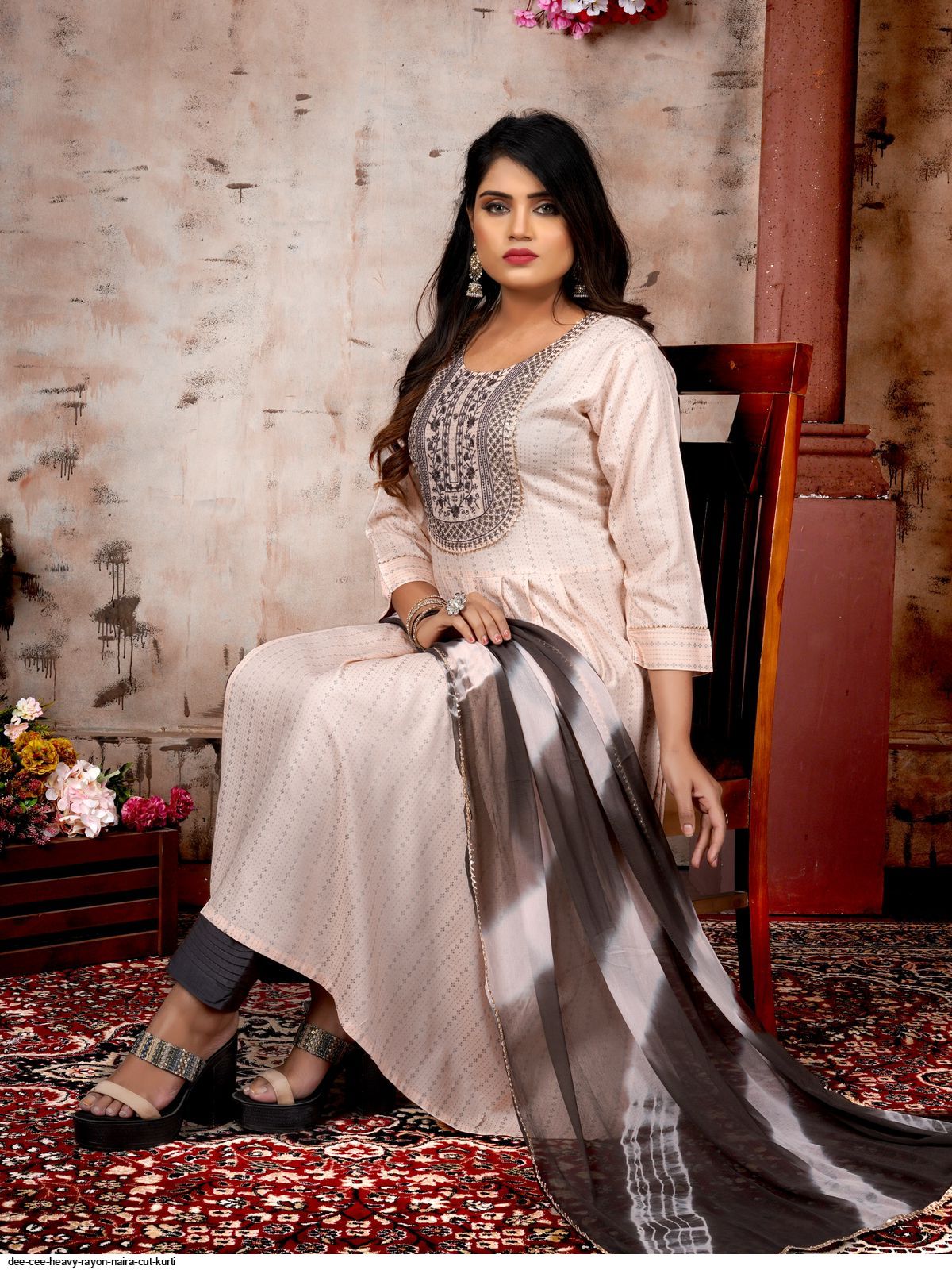 DEE CEE HEAVY RAYON NAIRA CUT KURTI