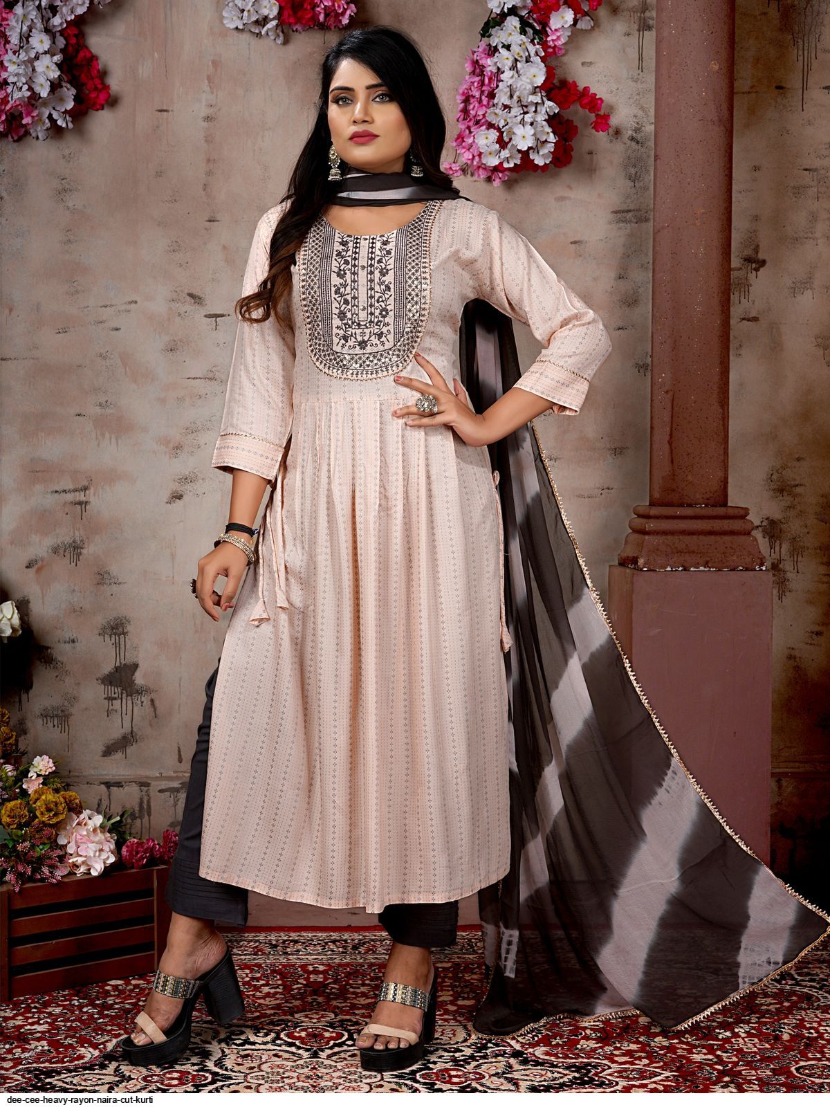 DEE CEE HEAVY RAYON NAIRA CUT KURTI