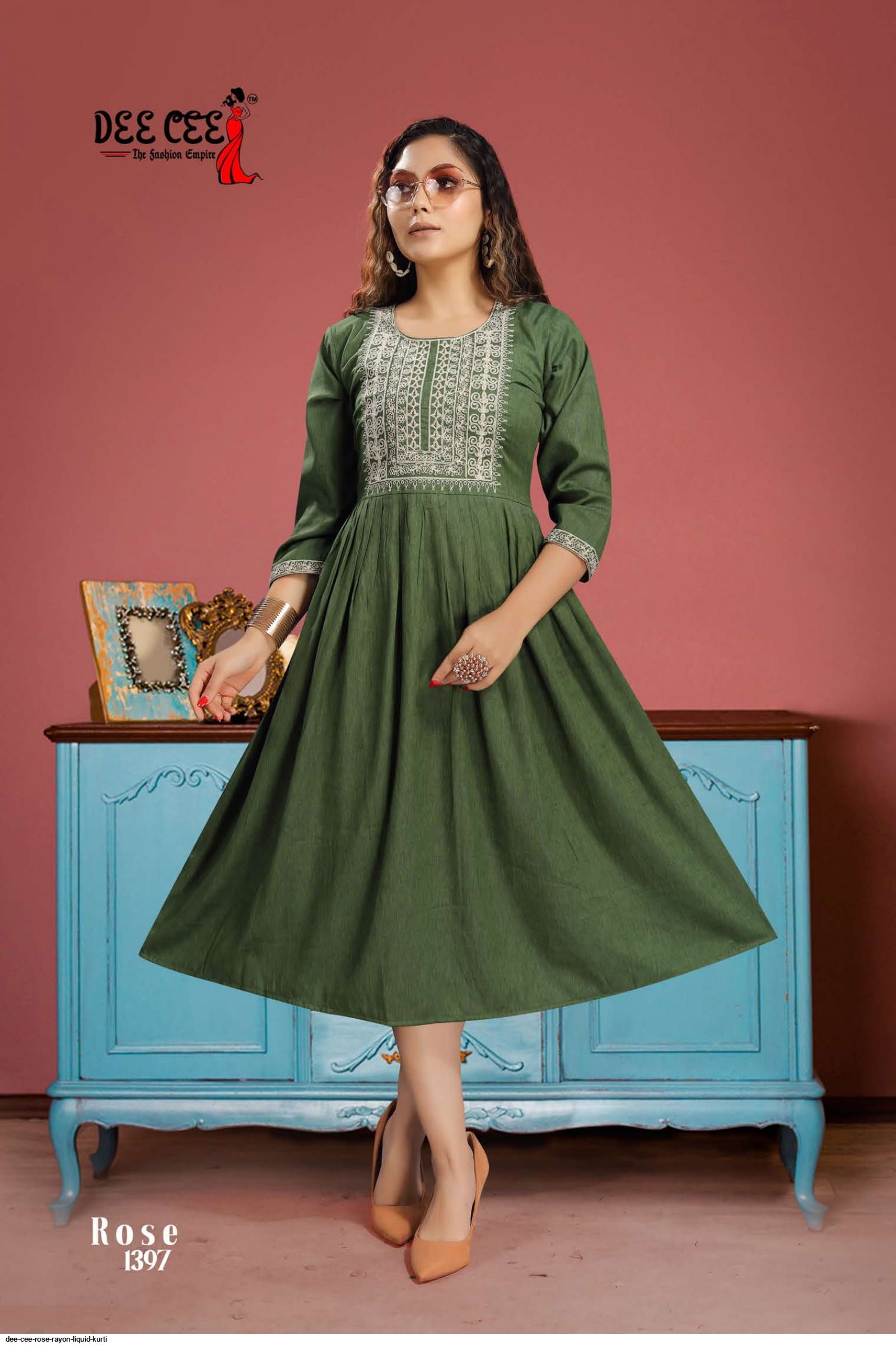 DEE CEE Rose Rayon Liquid KURTI