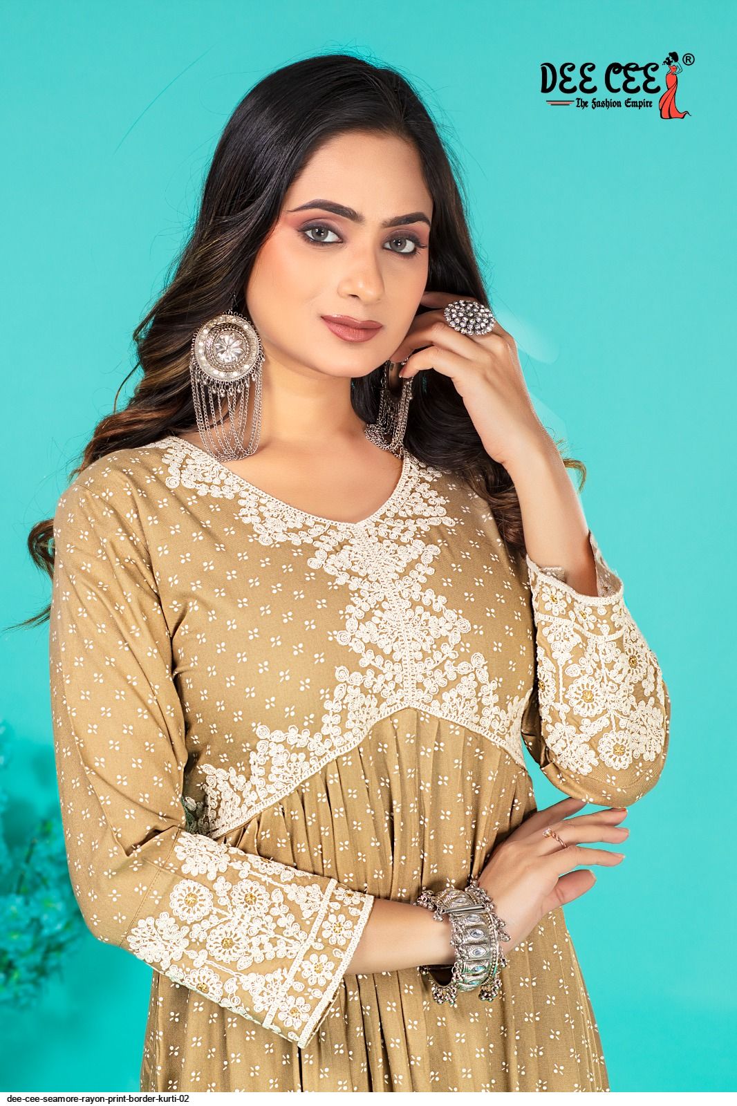 DEE CEE SEAMORE RAYON PRINT BORDER KURTI 02