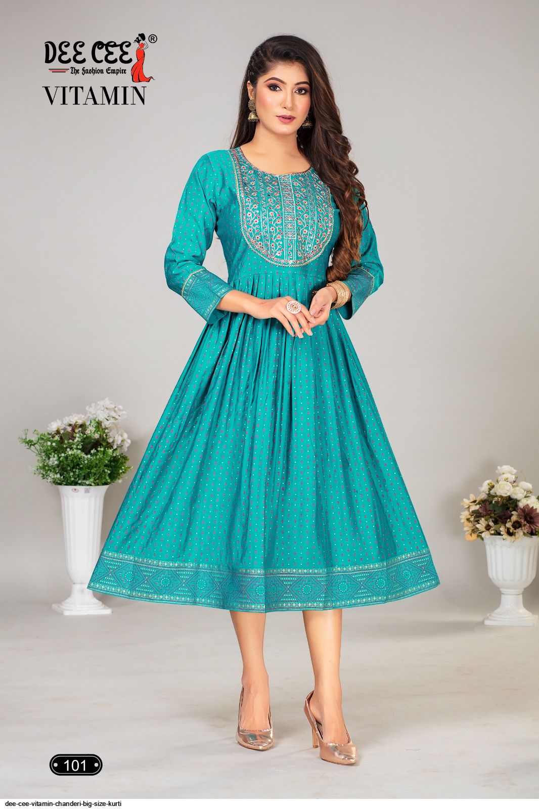 DEE CEE VITAMIN CHANDERI BIG SIZE KURTI