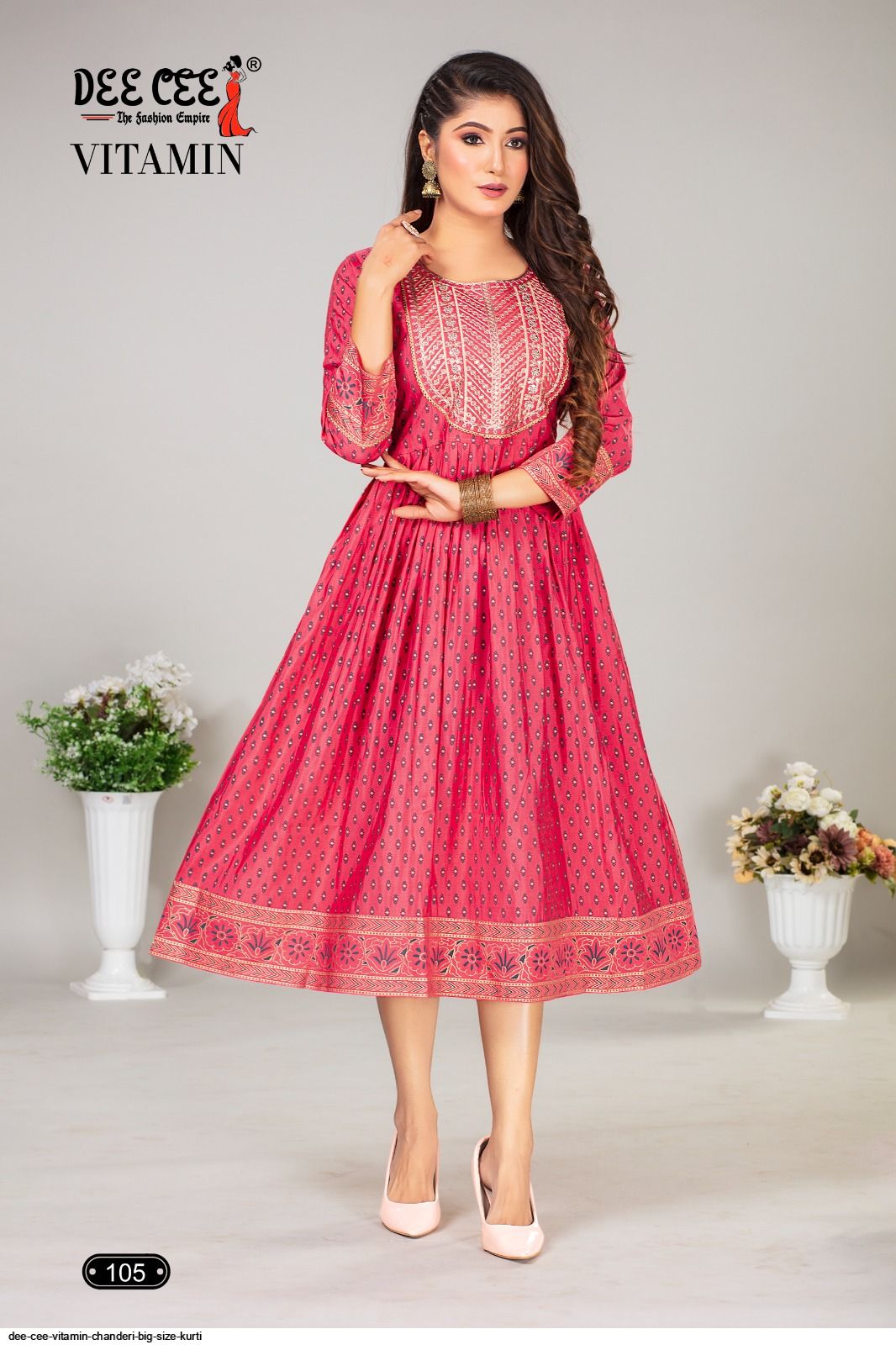 DEE CEE VITAMIN CHANDERI BIG SIZE KURTI