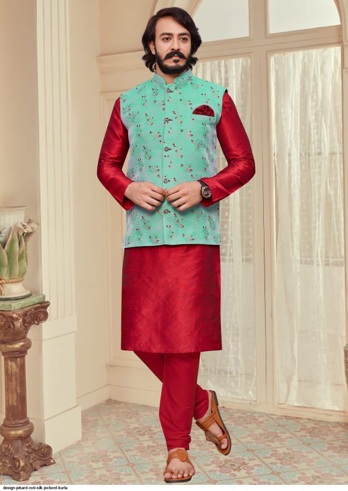 Design Jekard coti silk Jeckord kurta
