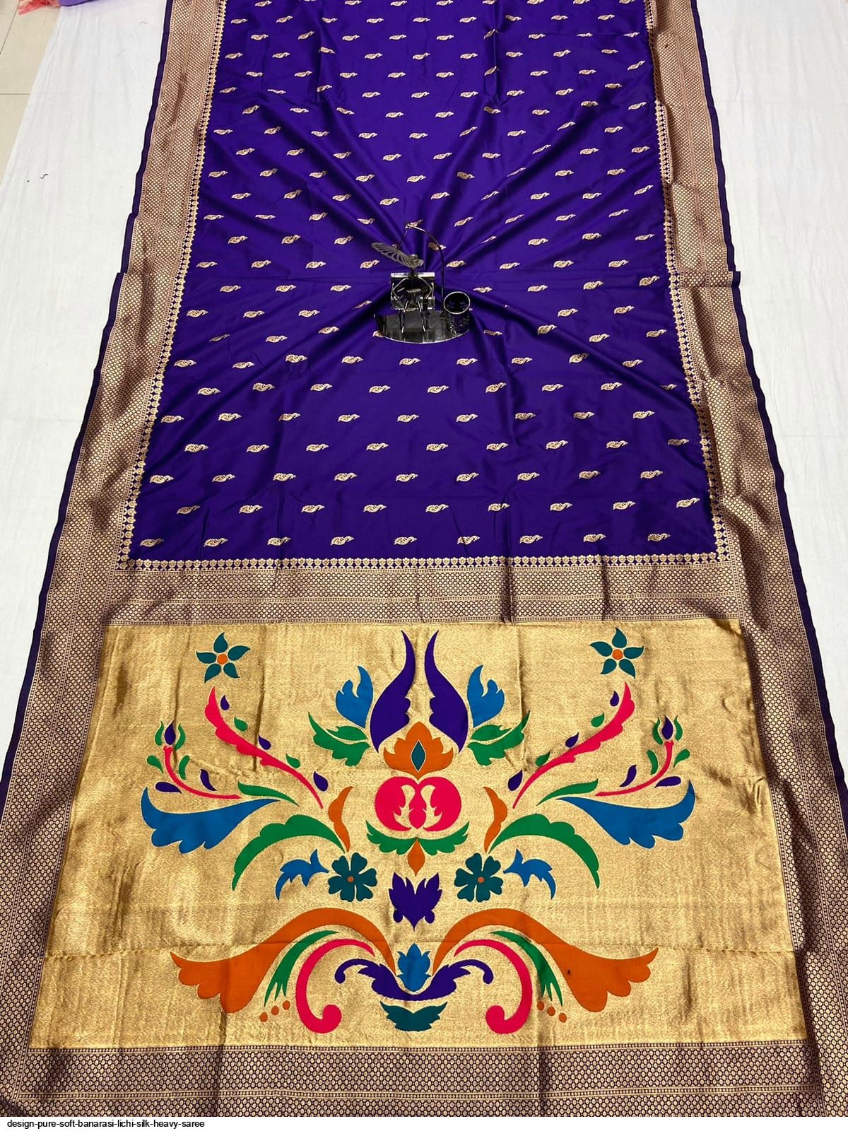 Design pure soft banarasi lichi silk heavy saree