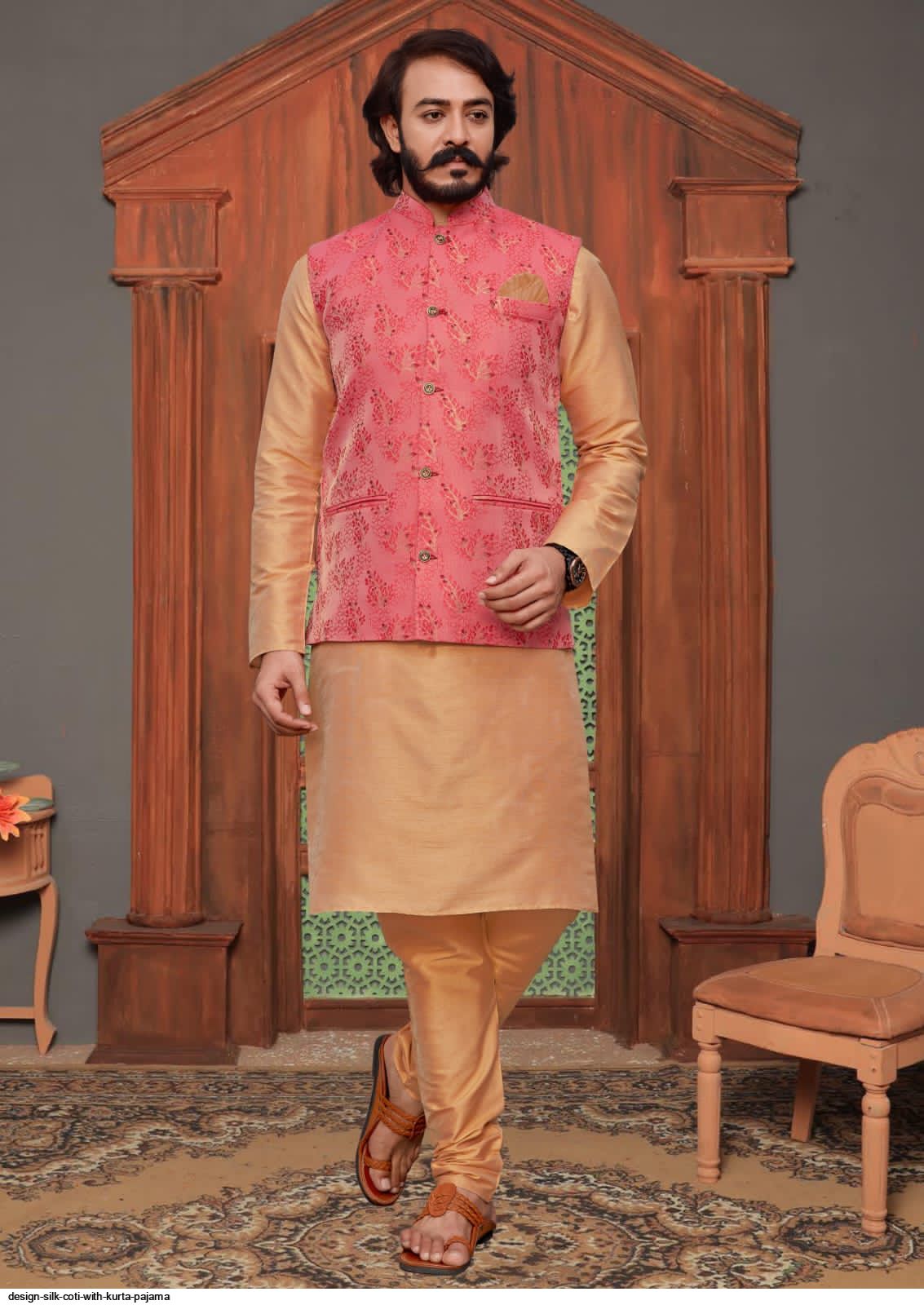 Design silk coti with kurta pajama