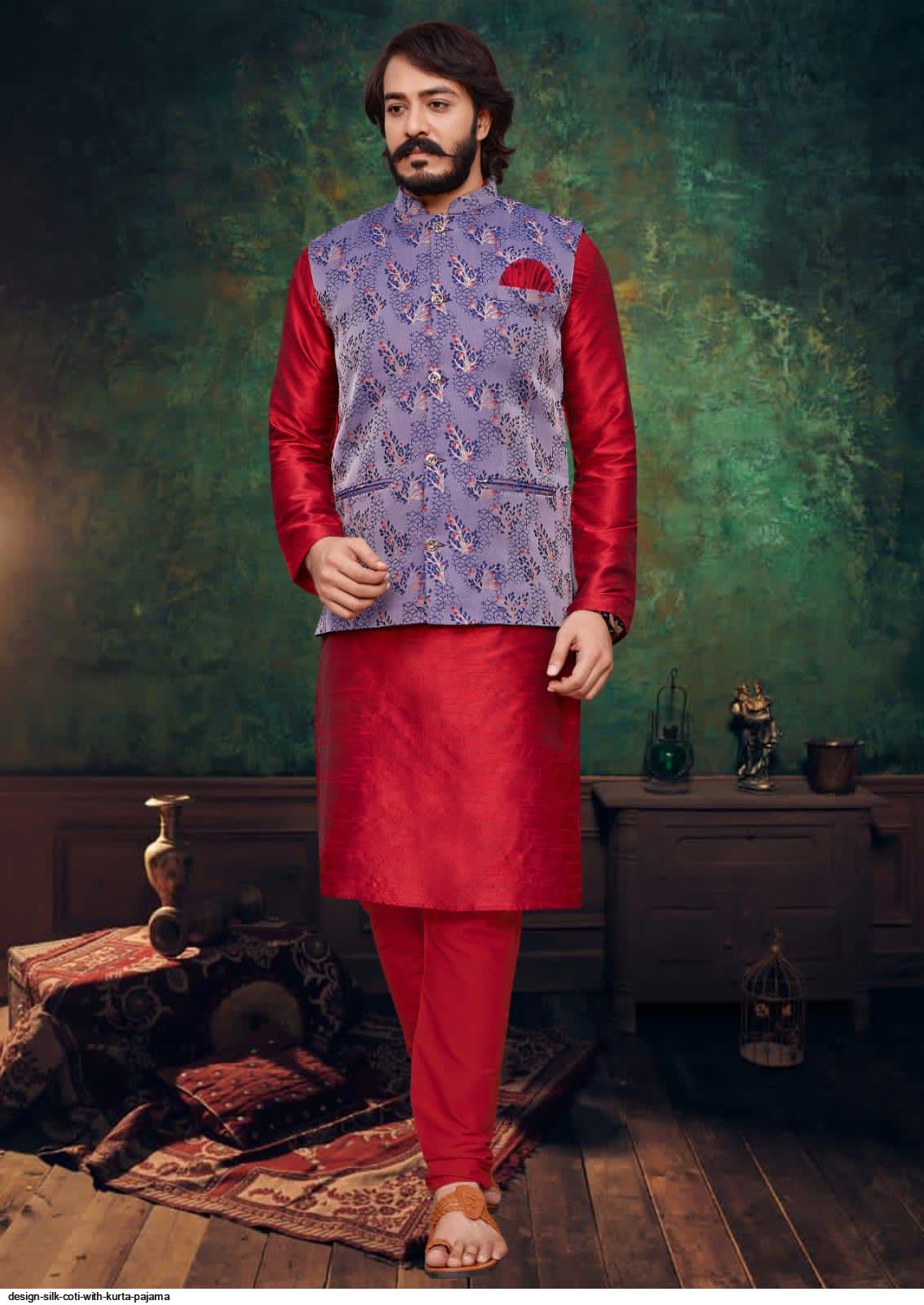 Design silk coti with kurta pajama
