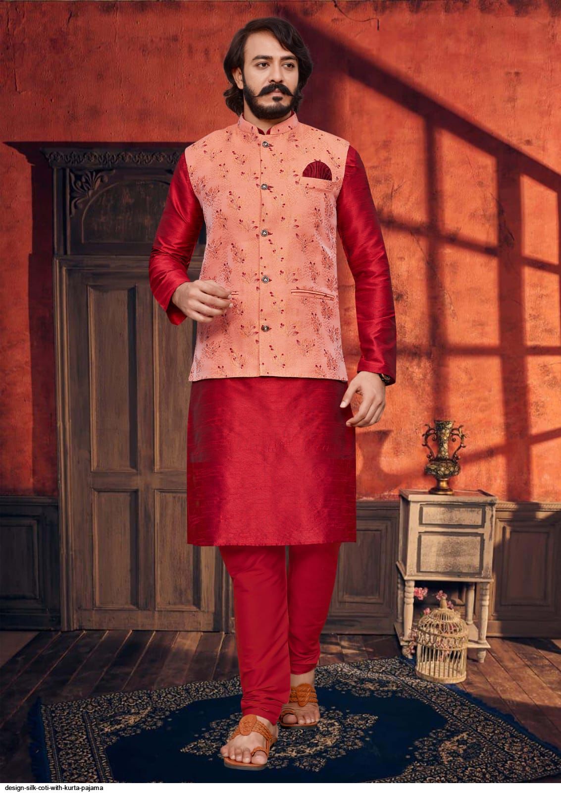 Design silk coti with kurta pajama