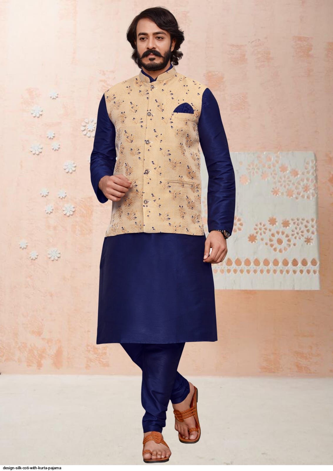 Design silk coti with kurta pajama