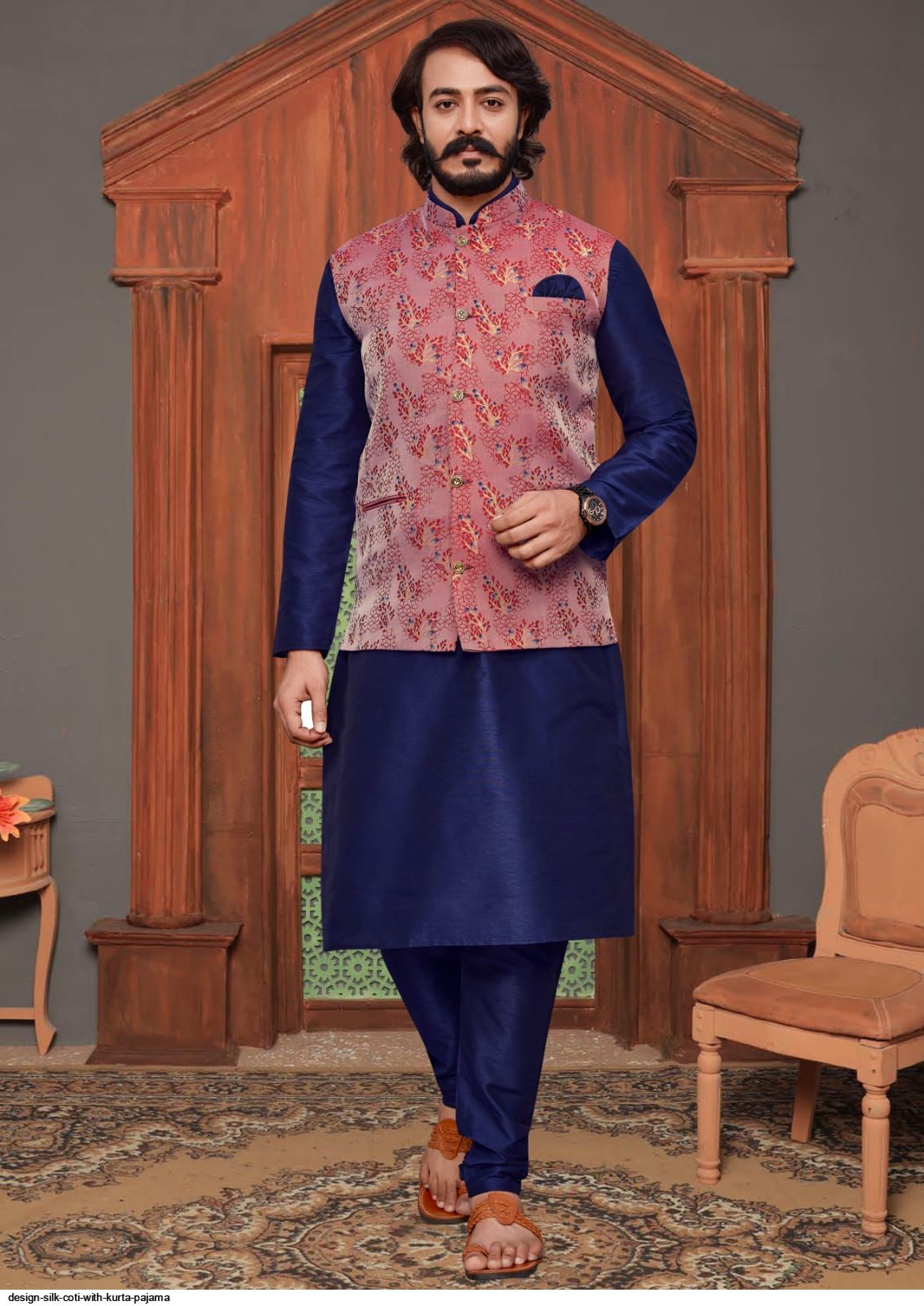 Design silk coti with kurta pajama