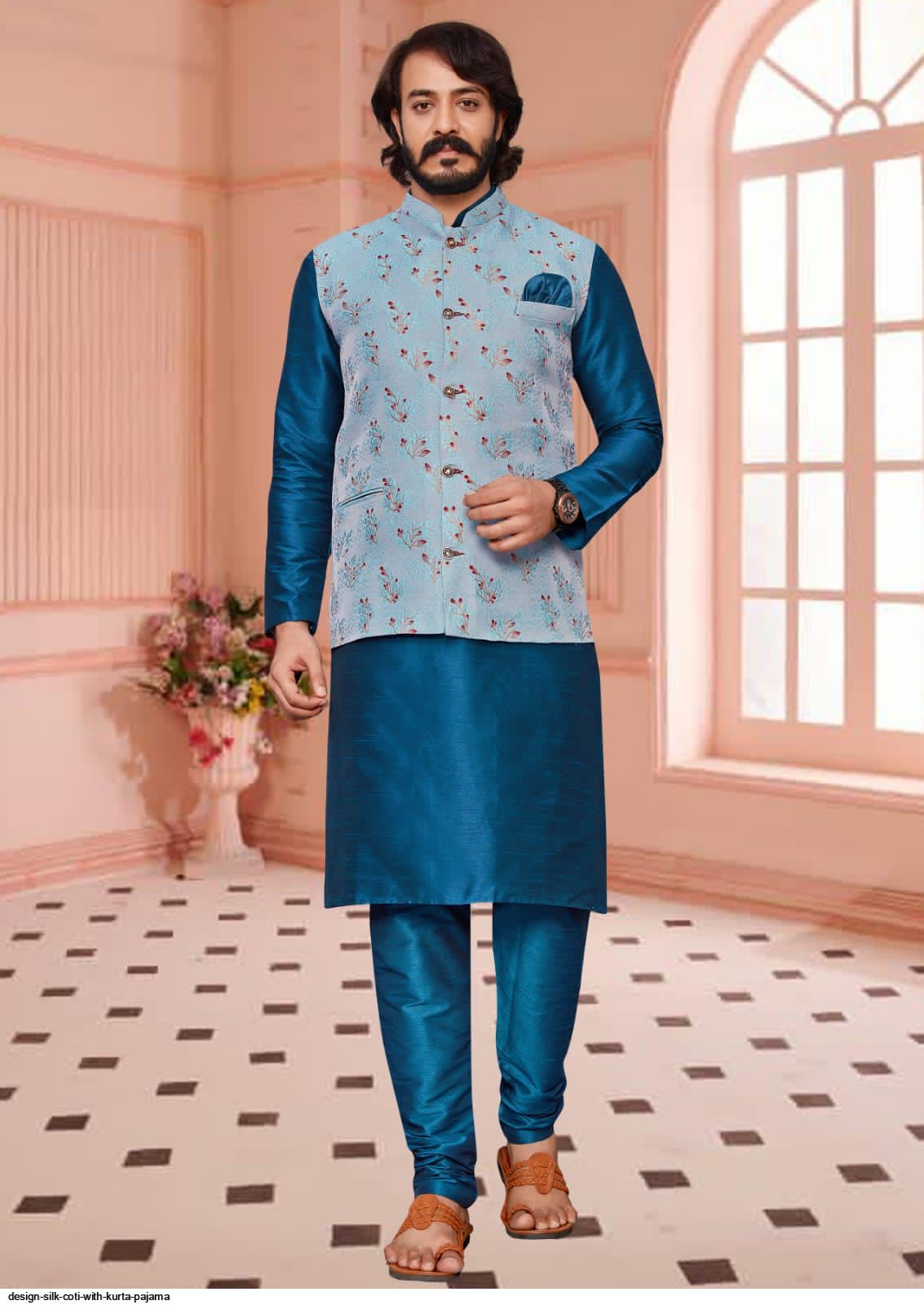 Design silk coti with kurta pajama