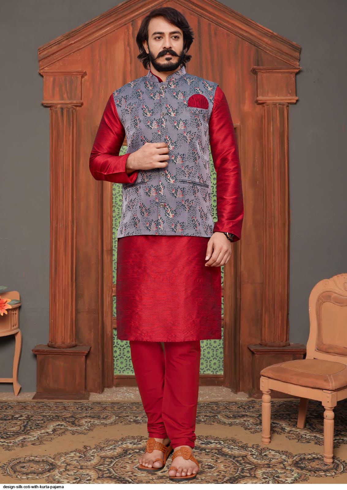 Design silk coti with kurta pajama