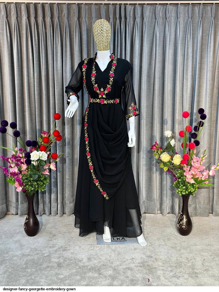 designer fancy georgette embroidery gown