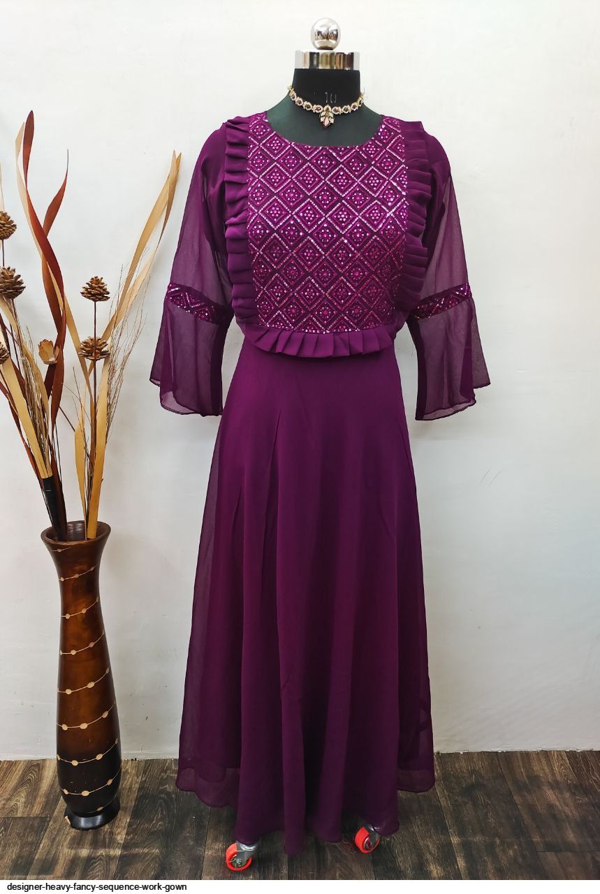 DESIGNER HEAVY FANCY SEQUENCE WORK GOWN