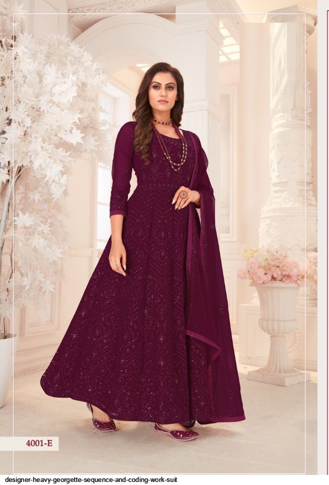 designer heavy georgette sequence and coding work suit