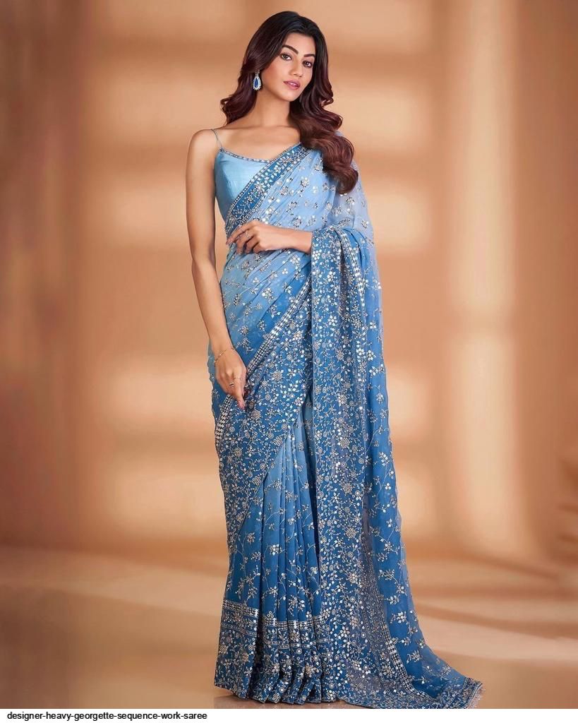 DESIGNER HEAVY GEORGETTE SEQUENCE WORK SAREE