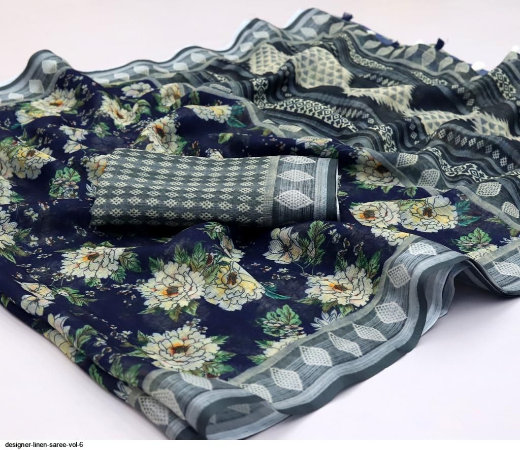 DESIGNER linen saree vol 6