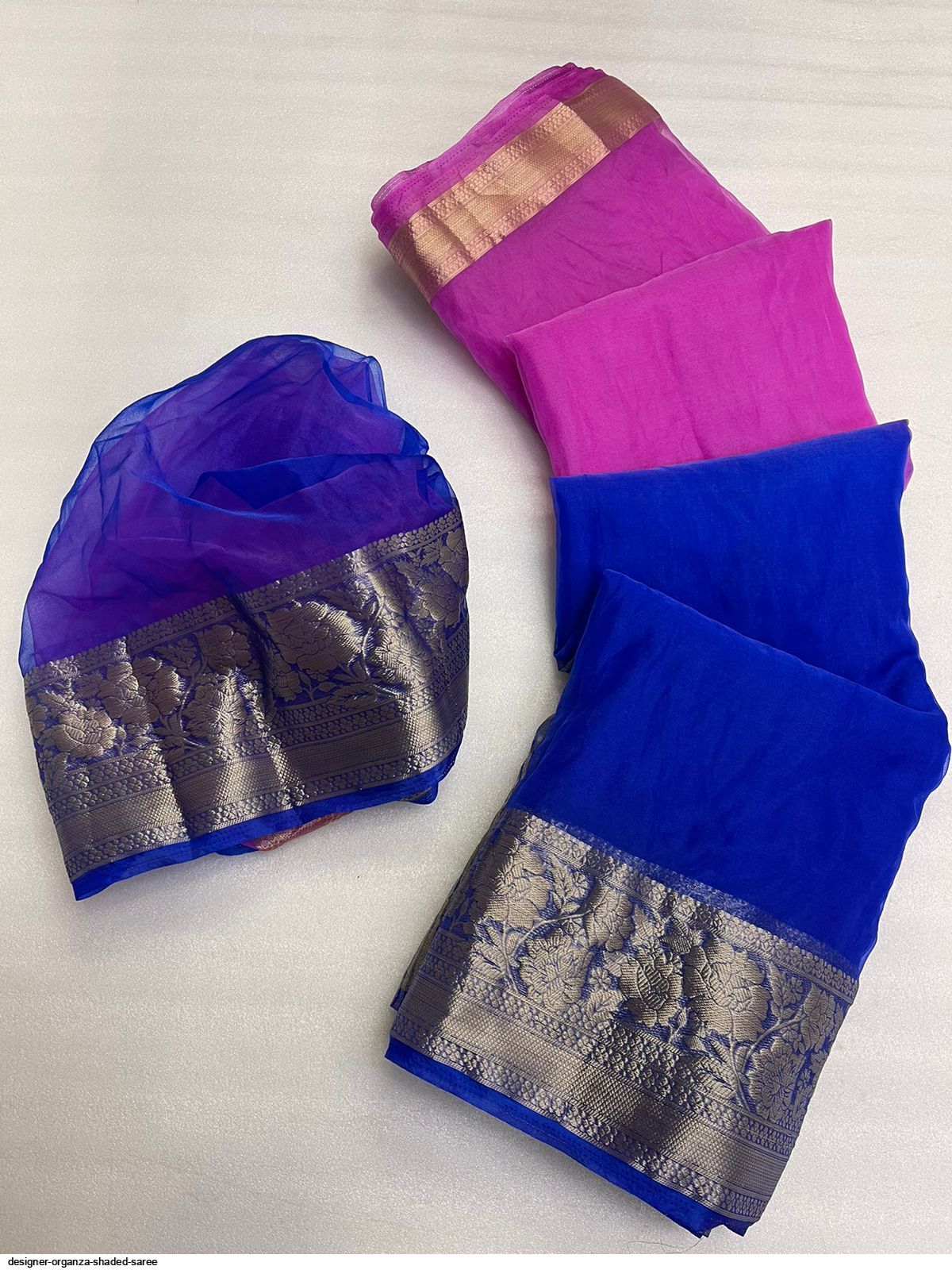 DESIGNER ORGANZA SHADED SAREE