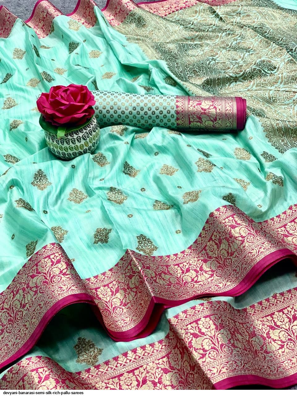 DEVYANI BANARASI SEMI SILK RICH PALLU SAREES
