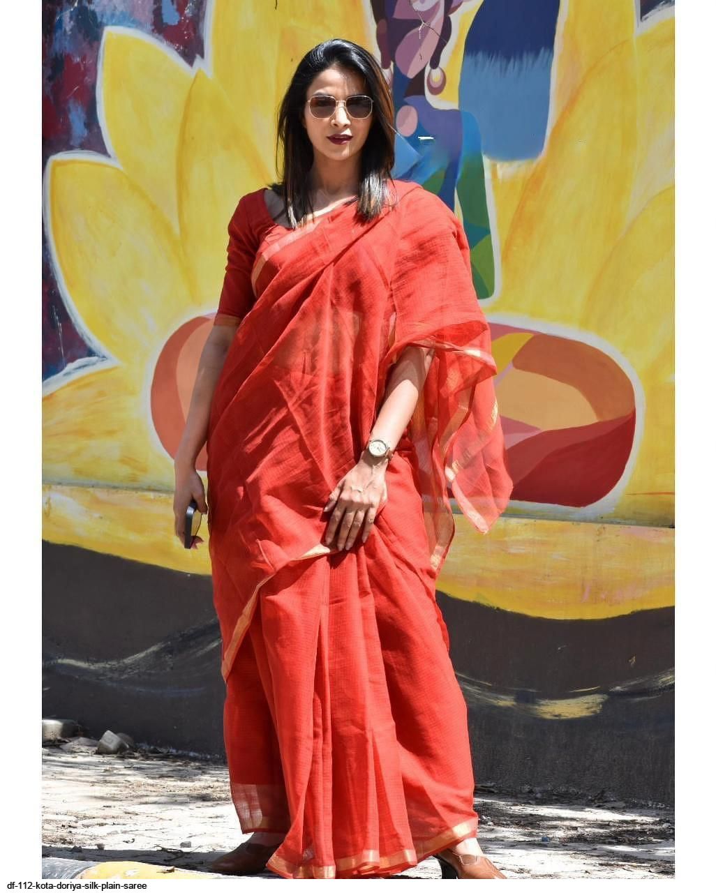 DF 112 KOTA DORIYA SILK PLAIN SAREE