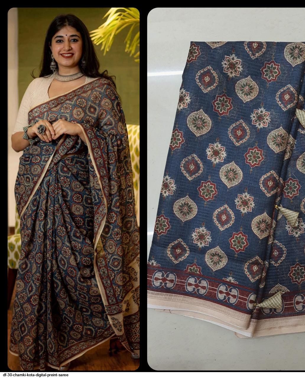 DF 30 CHAMKI KOTA DIGITAL PREINT SAREE