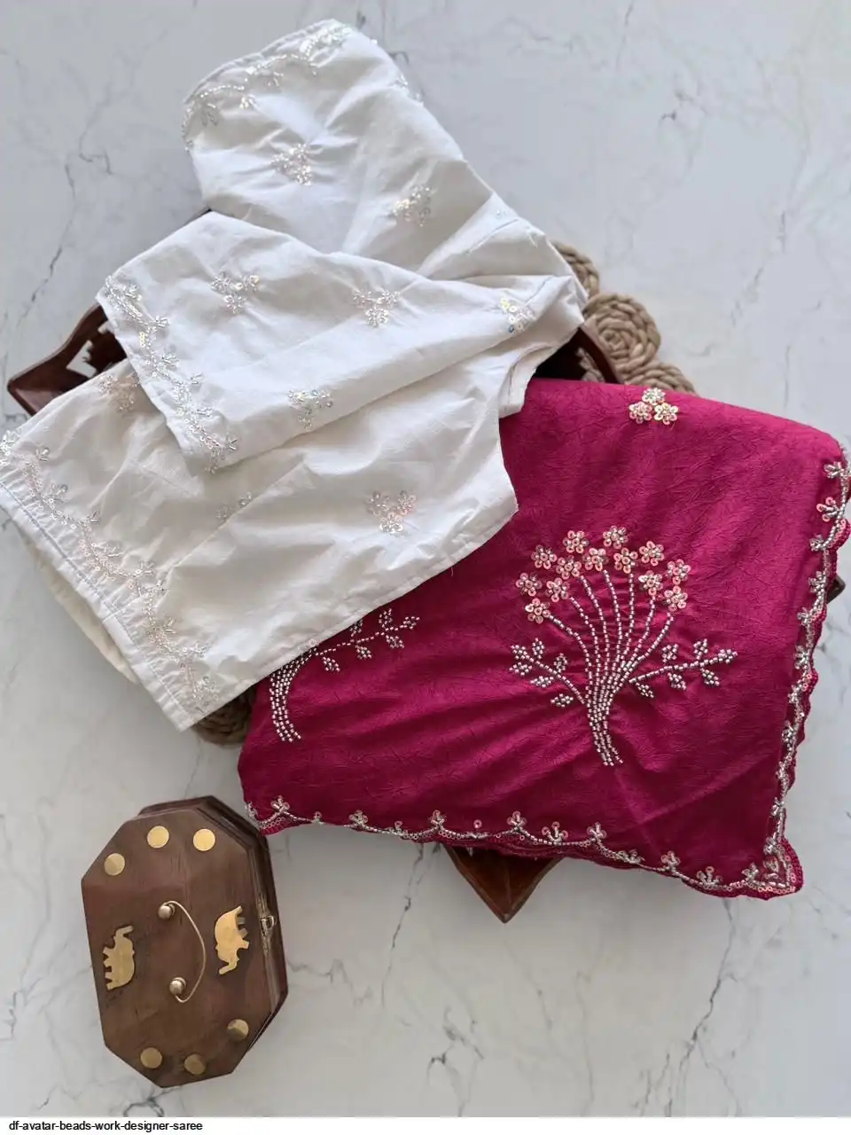 DF Avatar Beads Work Designer Saree Wholesale