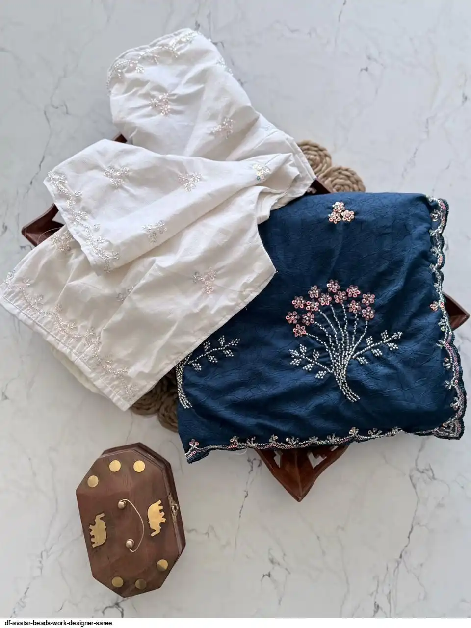 DF Avatar Beads Work Designer Saree Wholesale