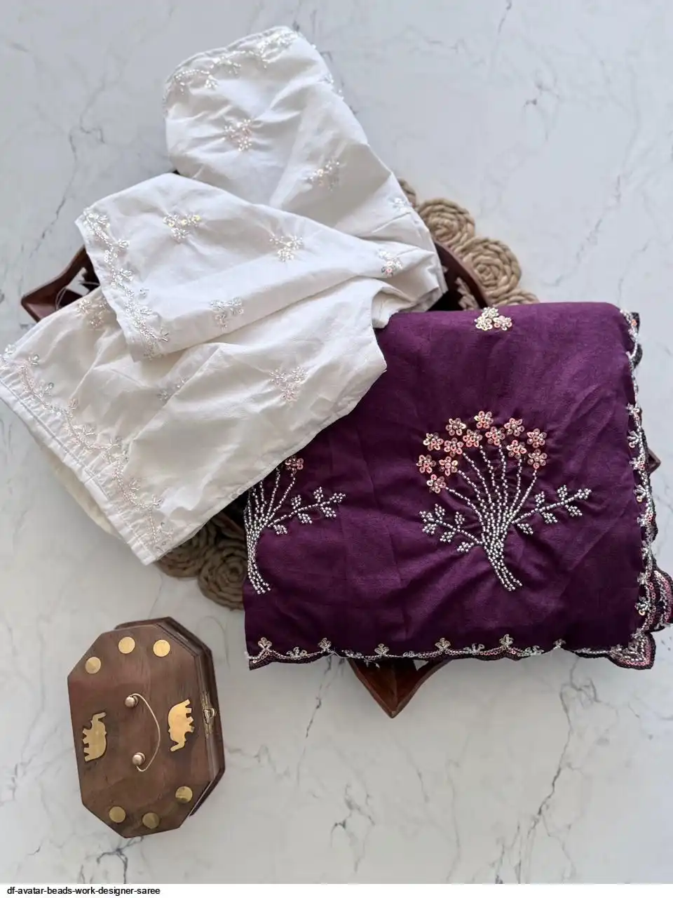 DF Avatar Beads Work Designer Saree Wholesale