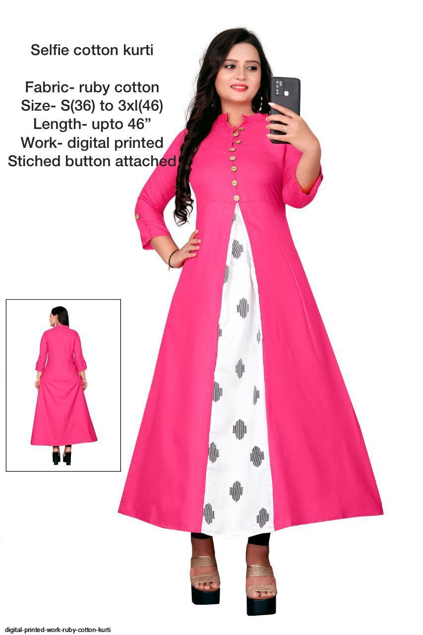 digital printed Work Ruby Cotton kurti