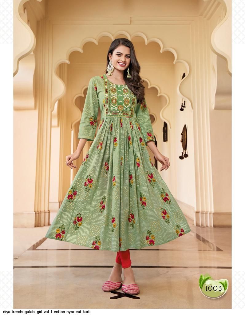 diya trends gulabi girl vol 1 cotton nyra cut kurti