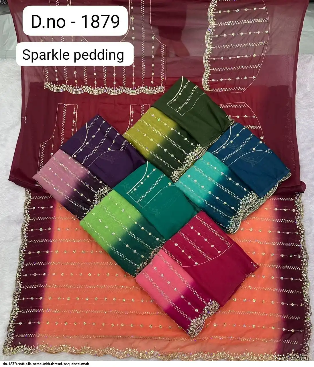 Soft Silk Saree with Thread Sequins Work | Wholesale Sarees