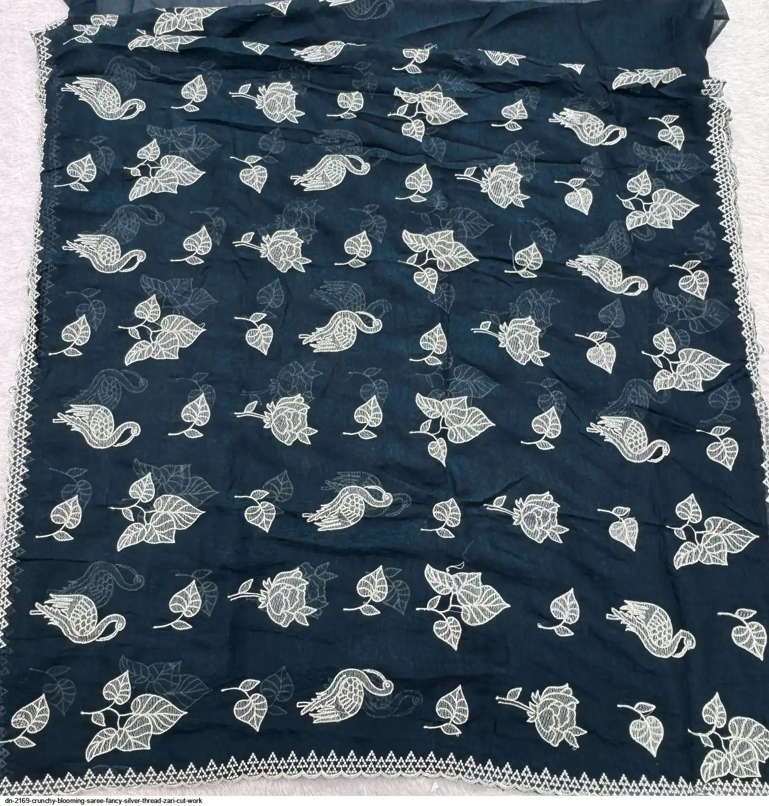 dn 2169 Crunchy Blooming Saree – Zari & Cut Work Wholesale