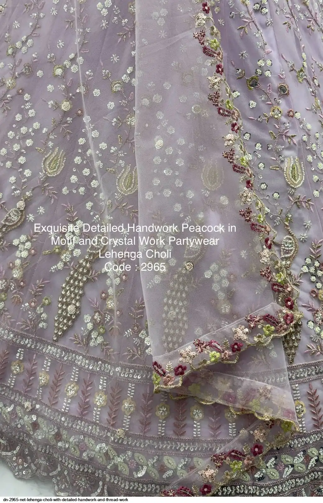 DN 2965 Net Lehenga Choli with Detailed Handwork and Thread Work