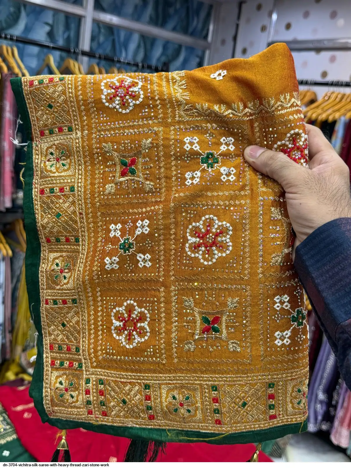 dn 3704 Vichitra Silk Saree with Thread, Zari Stone Work | Wholesale