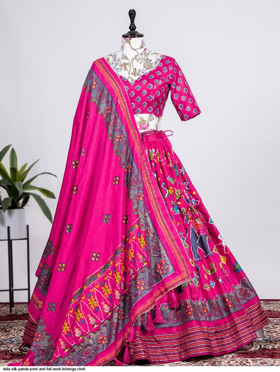 Dola Silk Patola Print and foil work lehenga choli