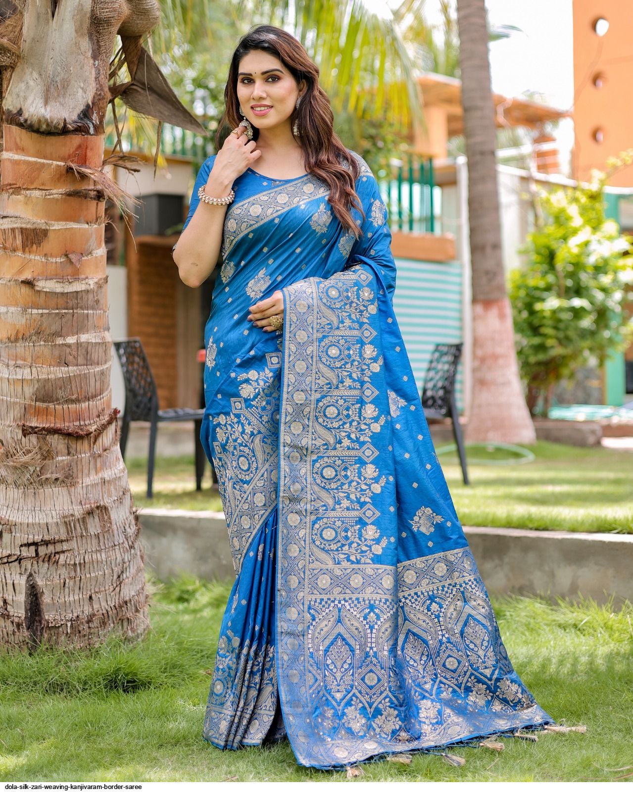 Dola Silk Zari weaving Kanjivaram border saree