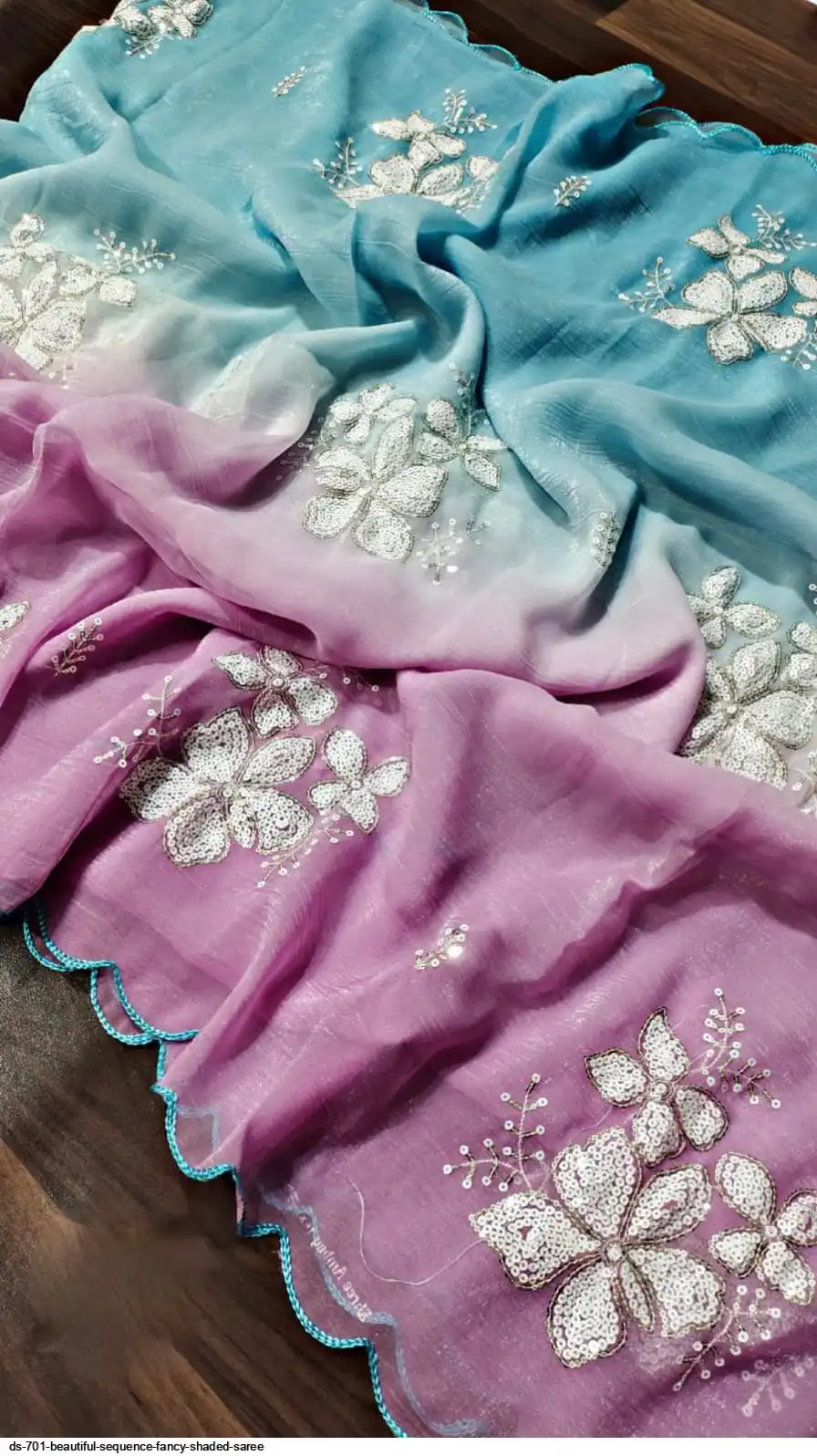 DS-701 beautiful sequence fancy Shaded saree