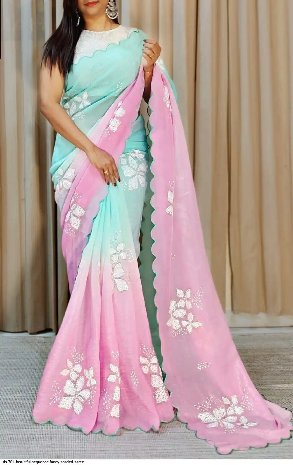 DS-701 beautiful sequence fancy Shaded saree
