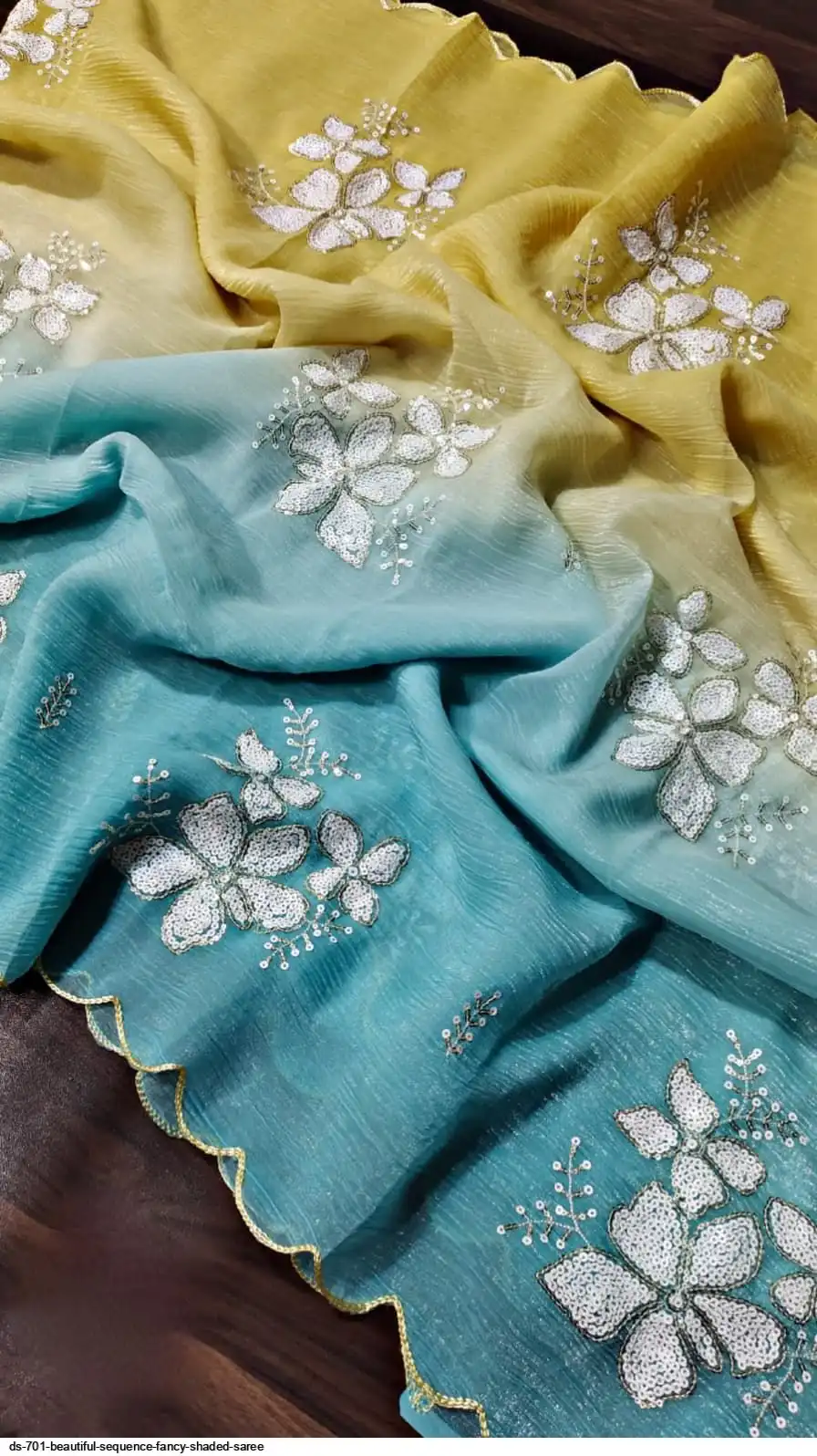 DS-701 beautiful sequence fancy Shaded saree