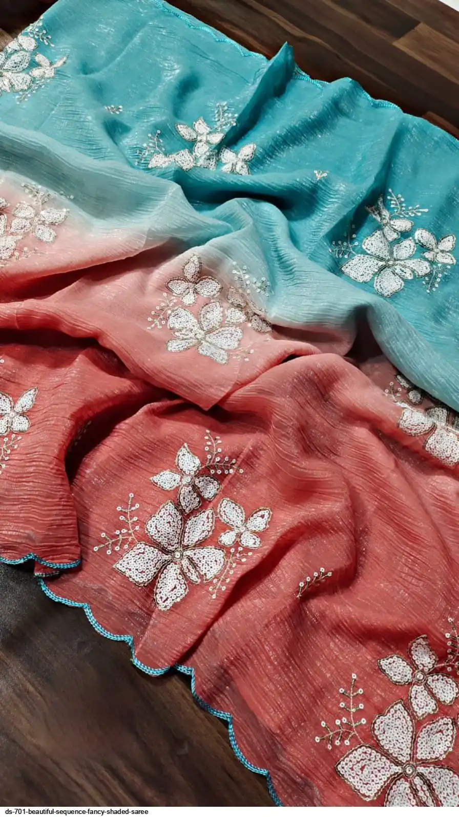 DS-701 beautiful sequence fancy Shaded saree