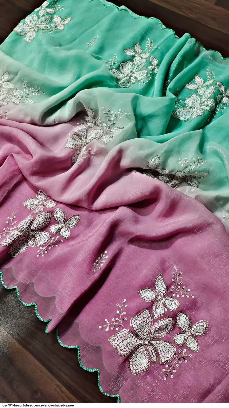 DS-701 beautiful sequence fancy Shaded saree