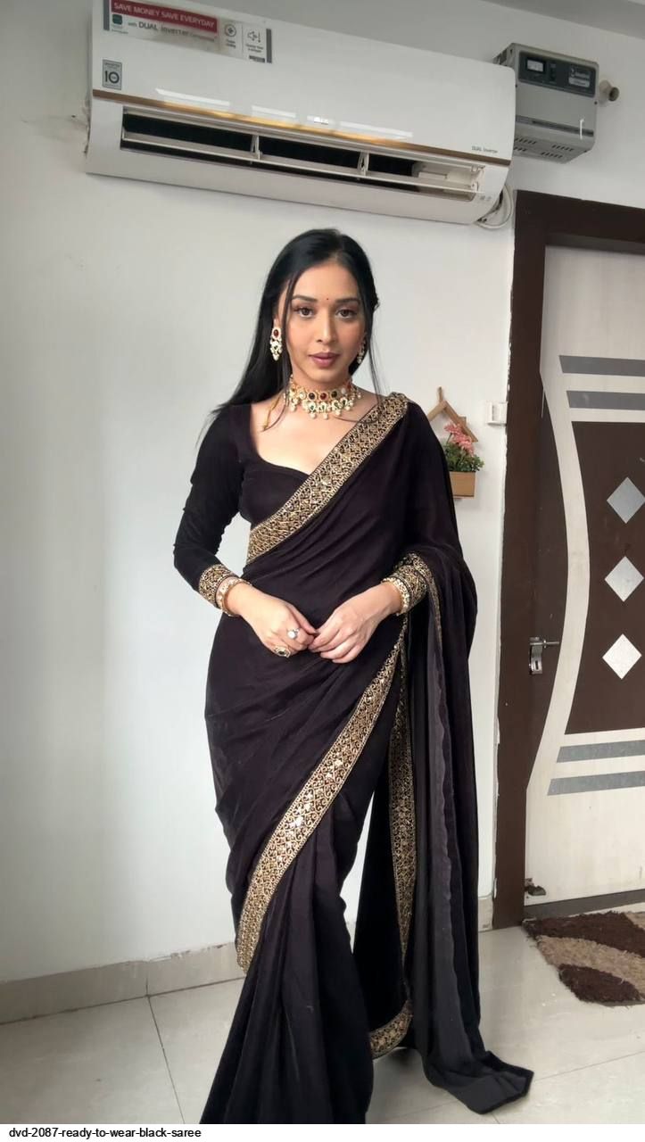 DVD 2087 READY TO WEAR BLACK SAREE