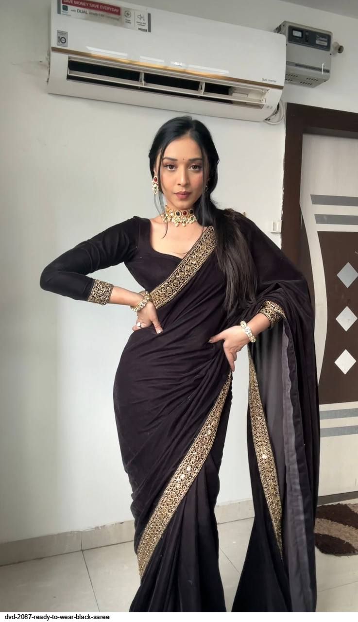 DVD 2087 READY TO WEAR BLACK SAREE