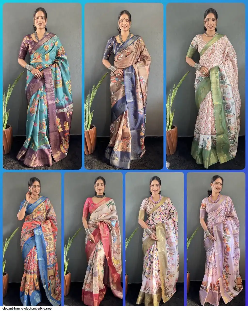 elegant LINNING ELEPHANT Silk saree